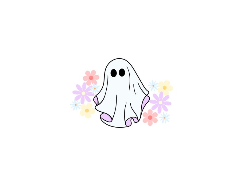 Cute Ghost Flowers PNG Adorable and Spooky Halloween Art - Etsy