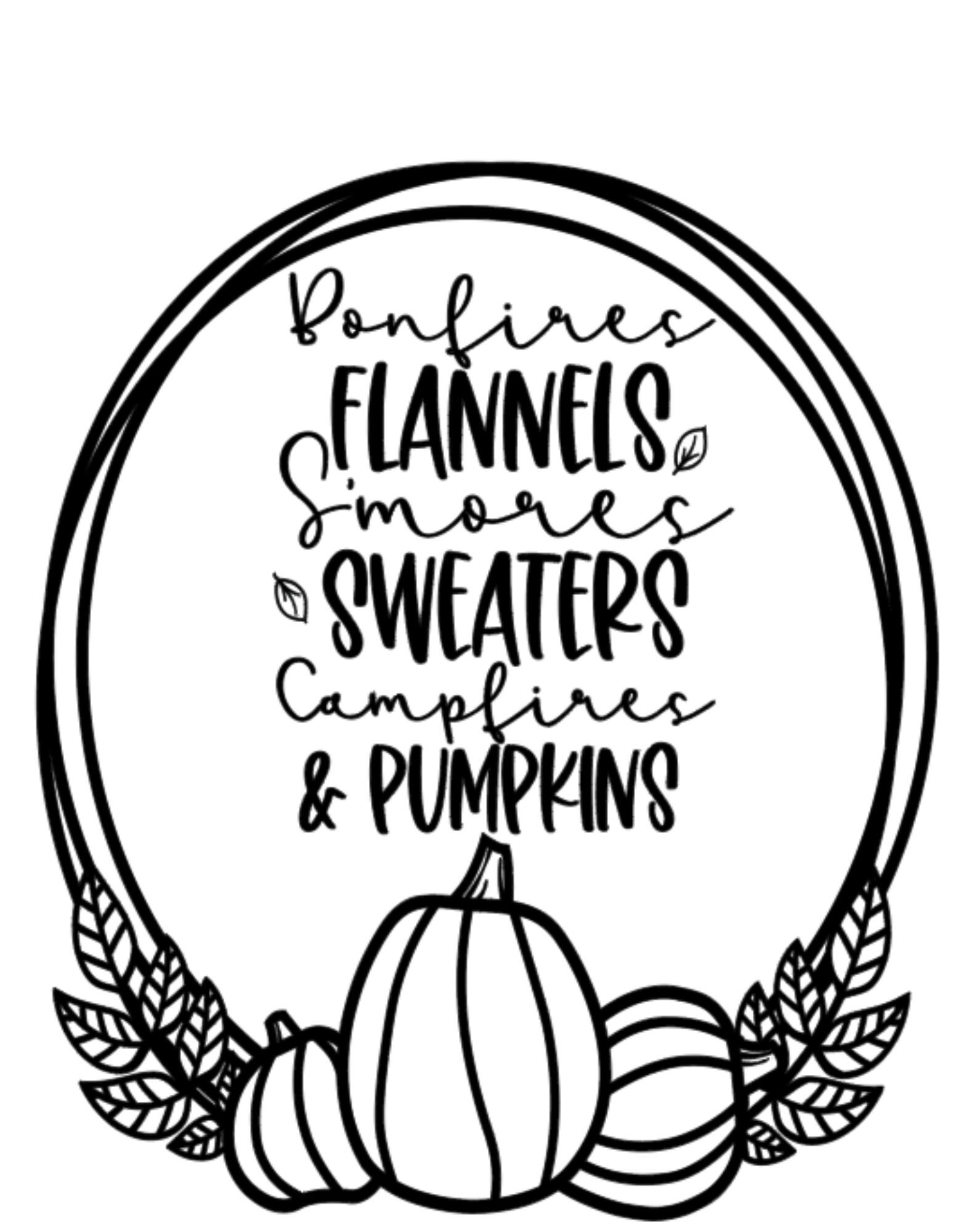 Cozy Fall Wreath Design PNG: Pumpkin, Flannel, Bonfire Design for ...
