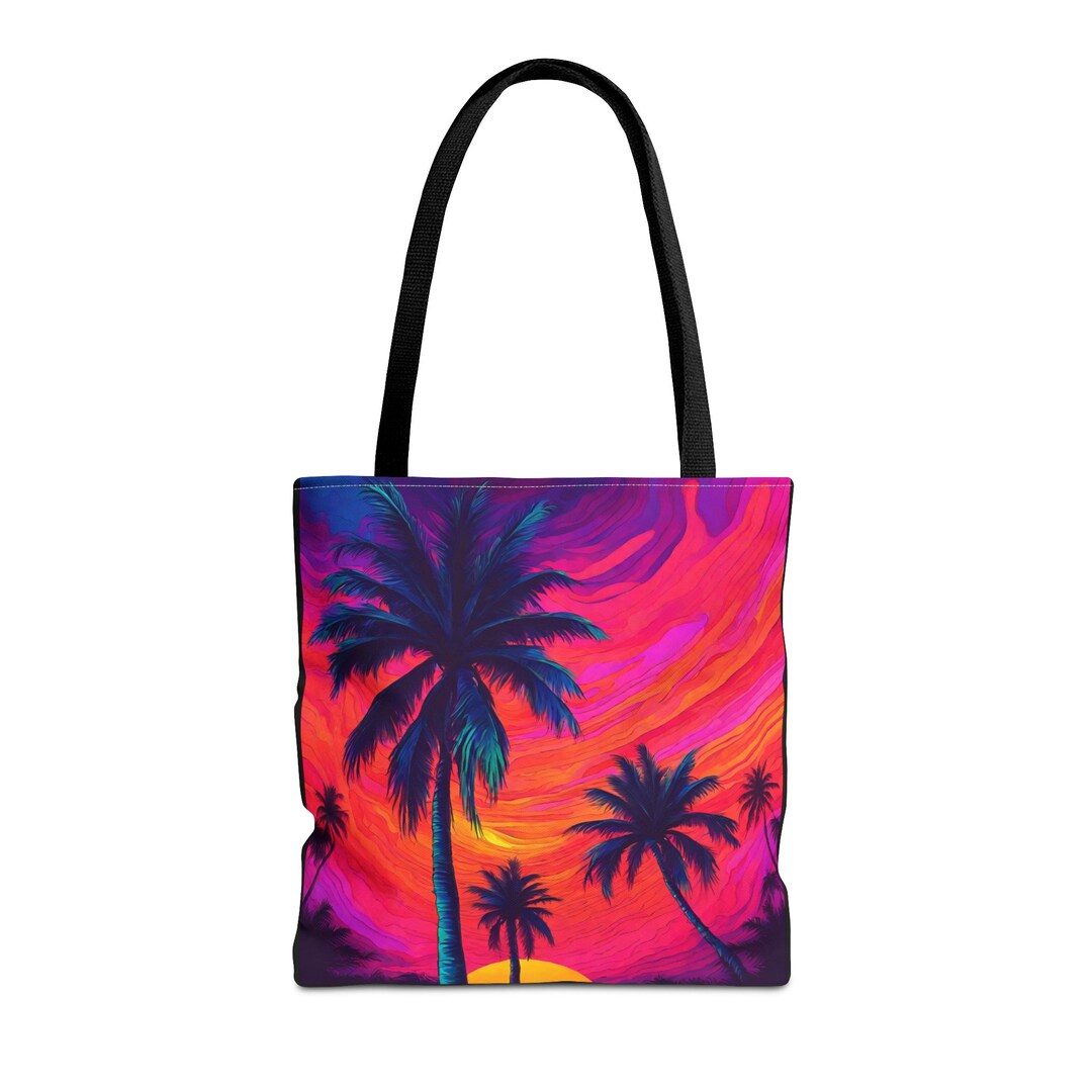 Vibrant Palmtree Sunset Tote Bag AOP - Etsy