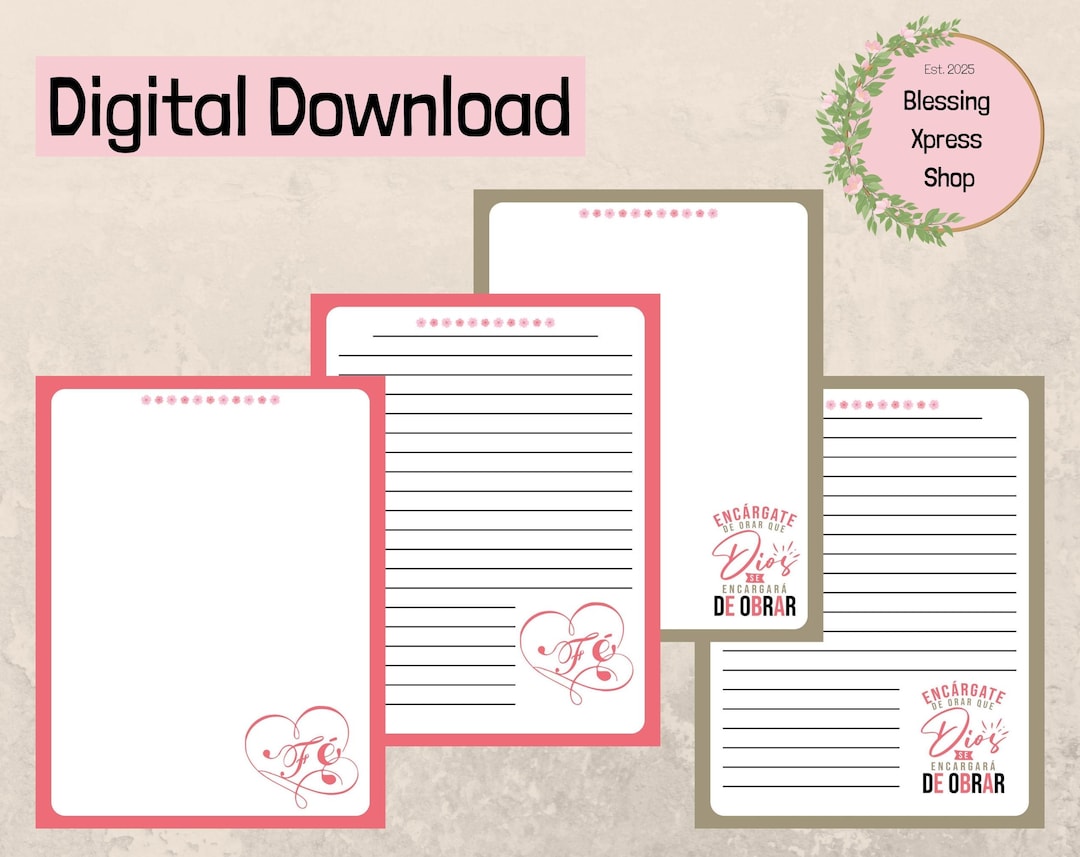 Printable Stationery Set US Letter Size PDF, Instant Download ...