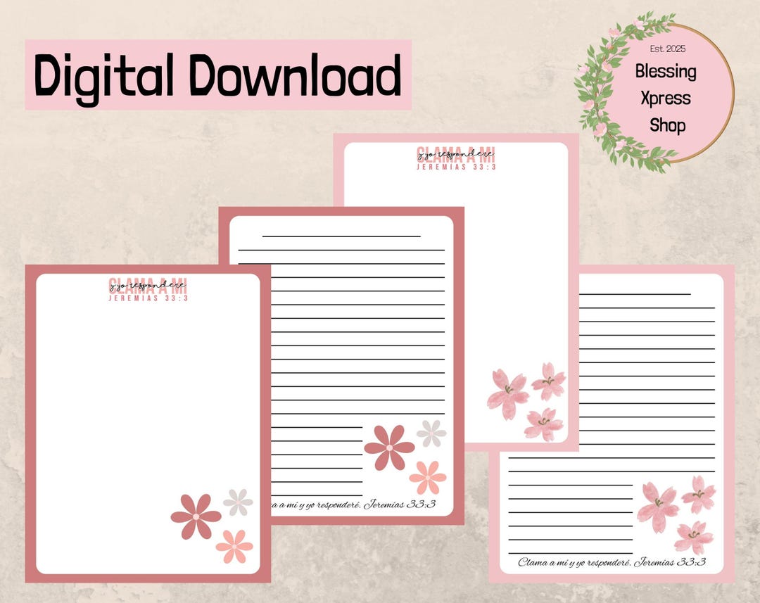 Printable Stationery Set US Letter Size PDF, Instant Download ...