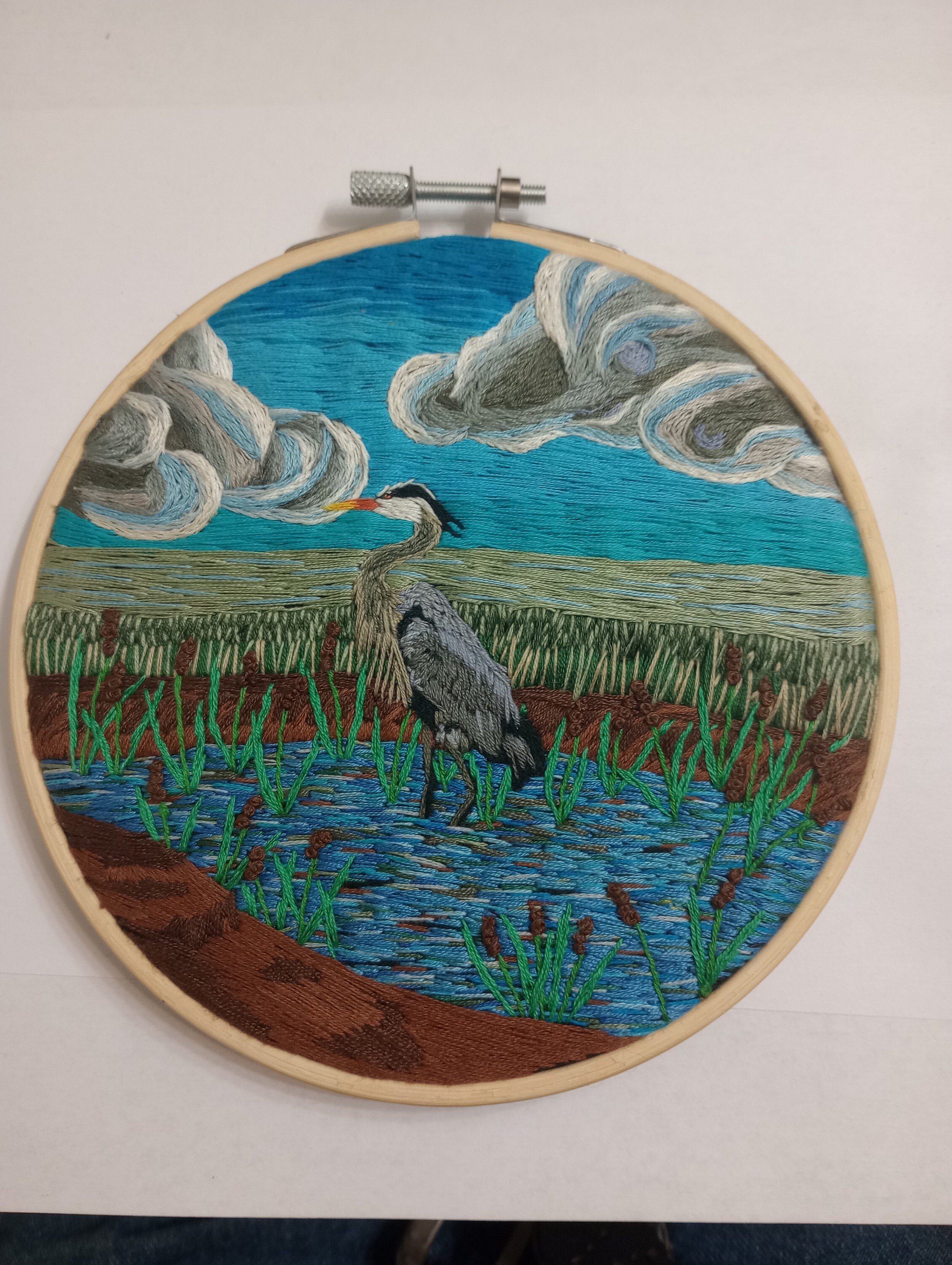 Heron Before the Storm Embroidery - Etsy