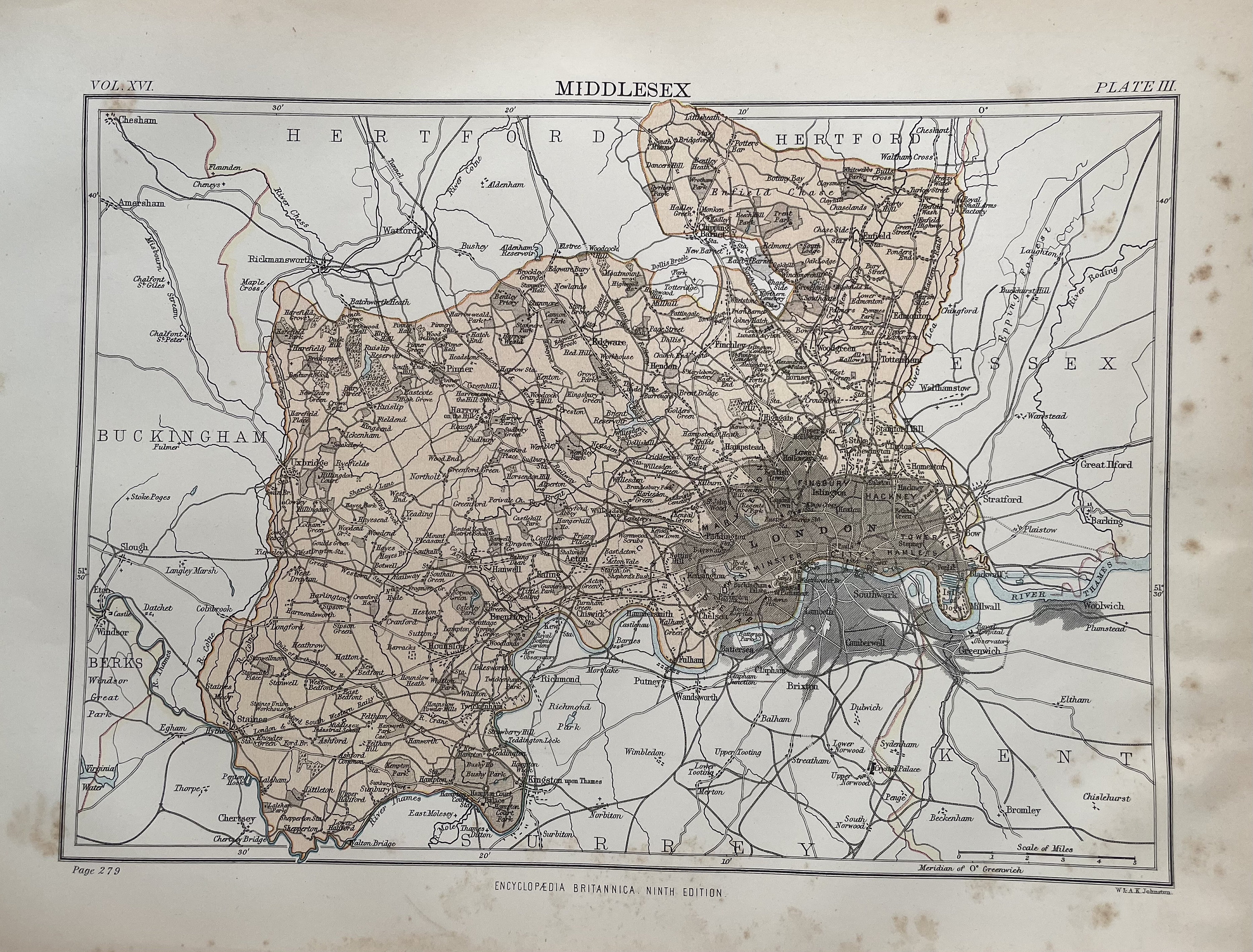 Middlesex Antique Original 1870's Map, Vintage Wall Map, Home Decor - Etsy