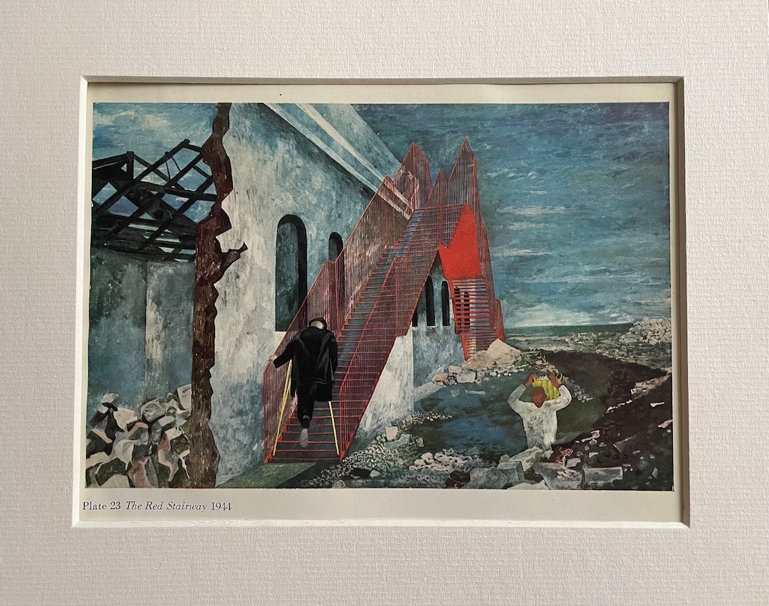 Ben Shahn Vintage Print the Red Stairway 1944 Large Mounted - Etsy