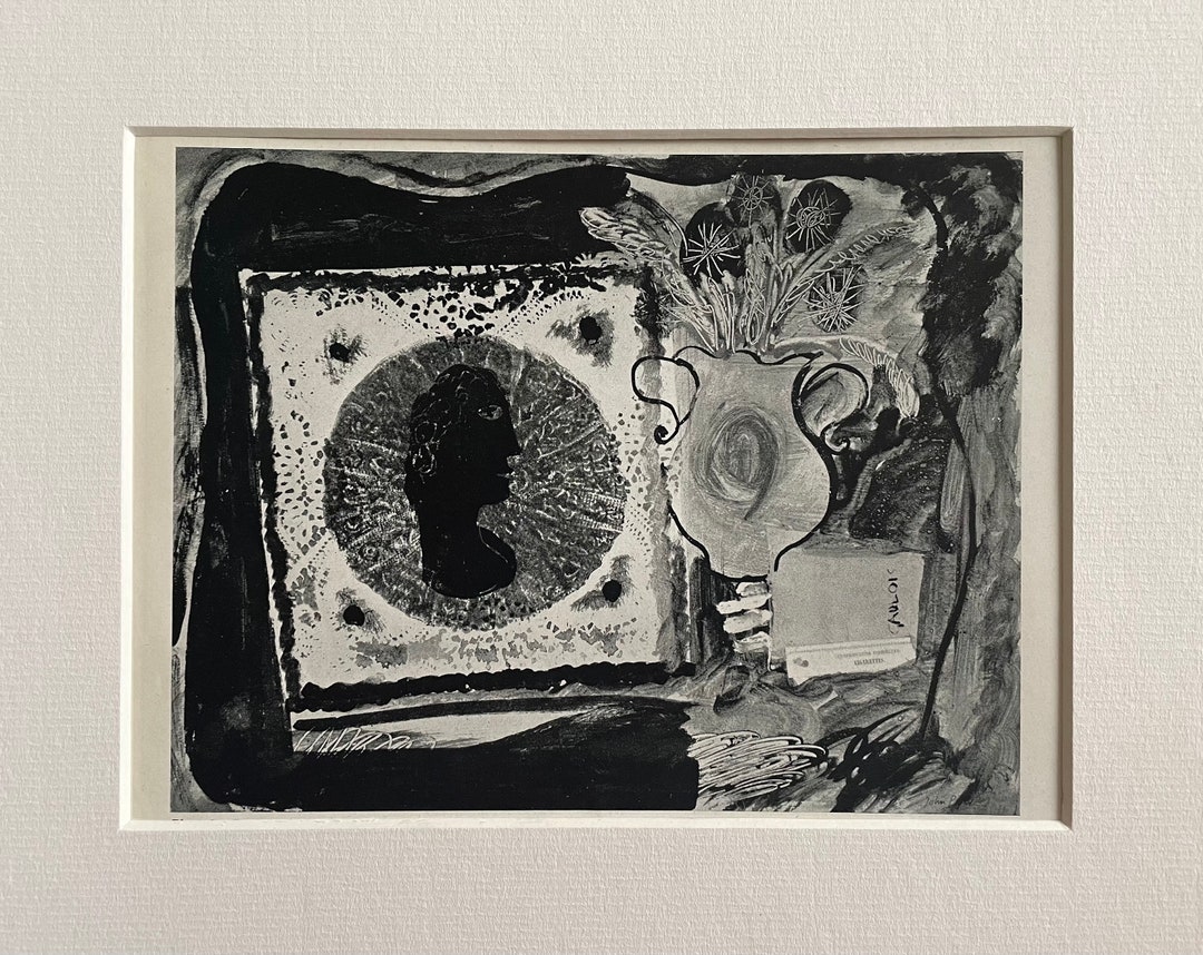 John Piper, Vintage Print, Collage With Black Head and Flowers 1933 ...