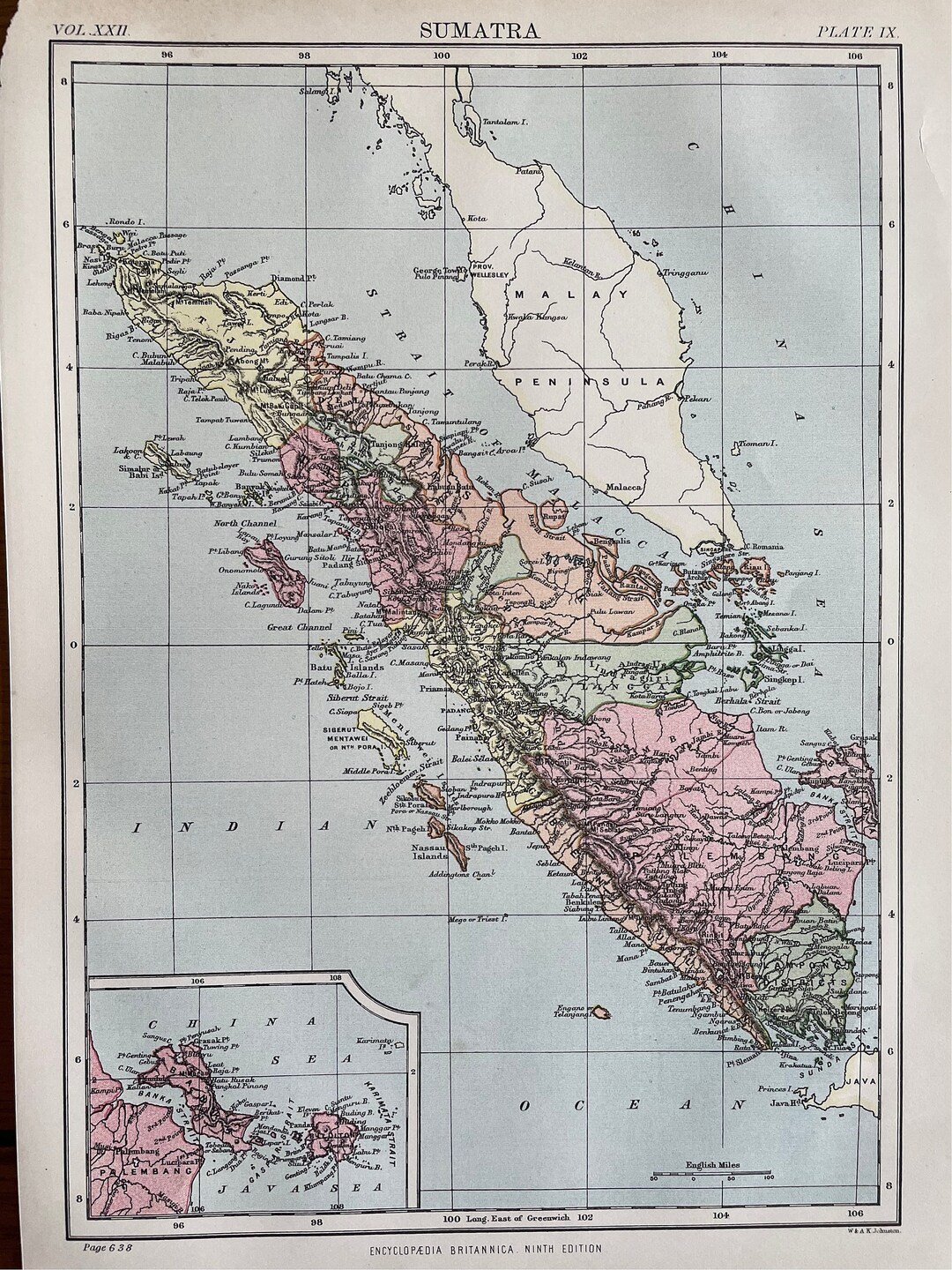 Sumatra, Original Antique 1870's Map, Vintage Wall Map, Home Decor ...