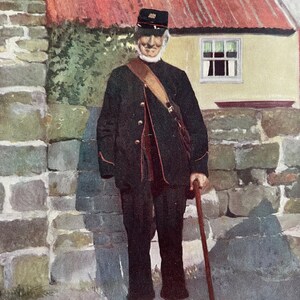 Postman, Original Antique Colour Print, Vintage, Yorkshire, 1908 ...