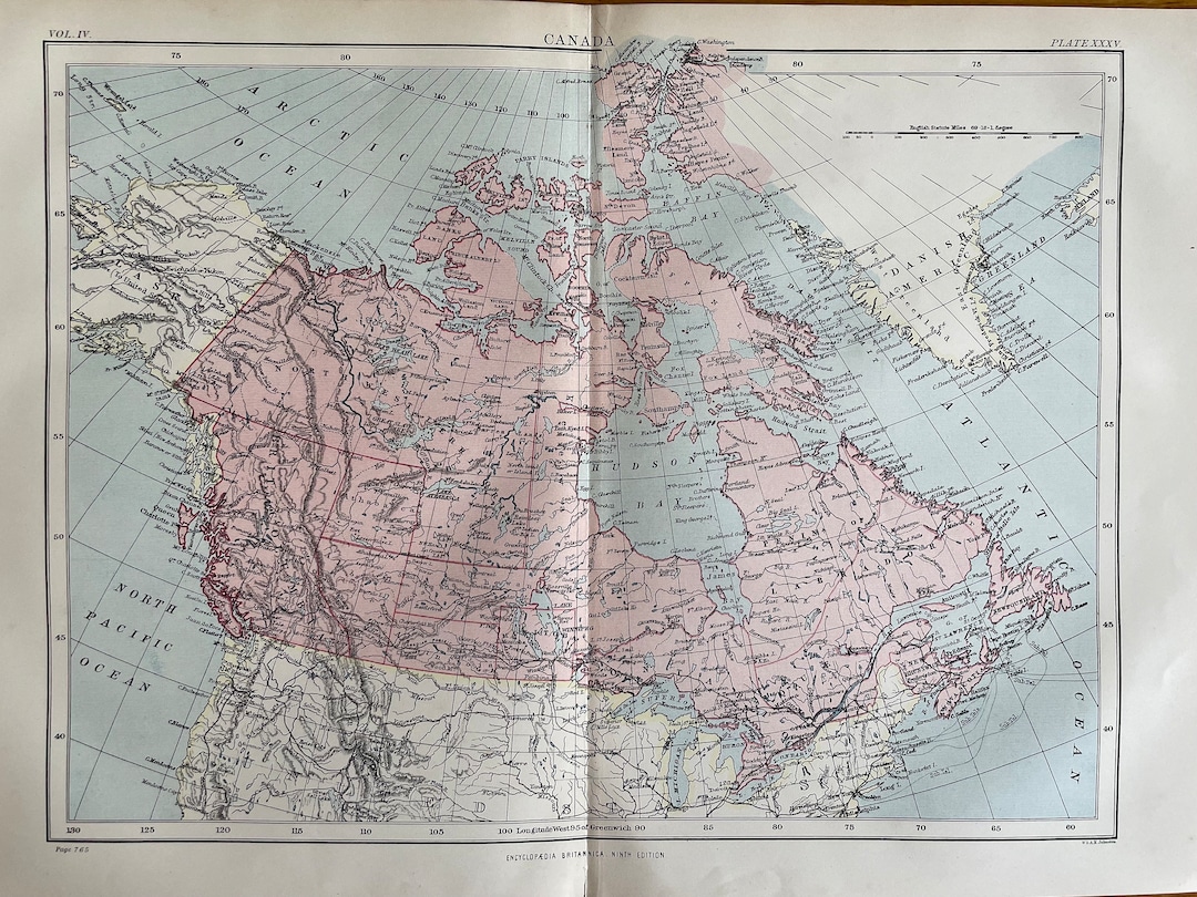 Quebec, Large Original Antique 1870's Map, Historical Map, Vintage Wall ...