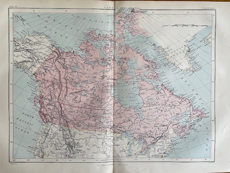 Quebec, Large Original Antique 1870's Map, Historical Map, Vintage Wall ...