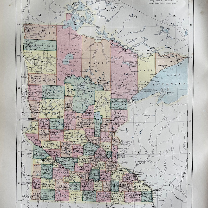 Old Minnesota Map - Etsy