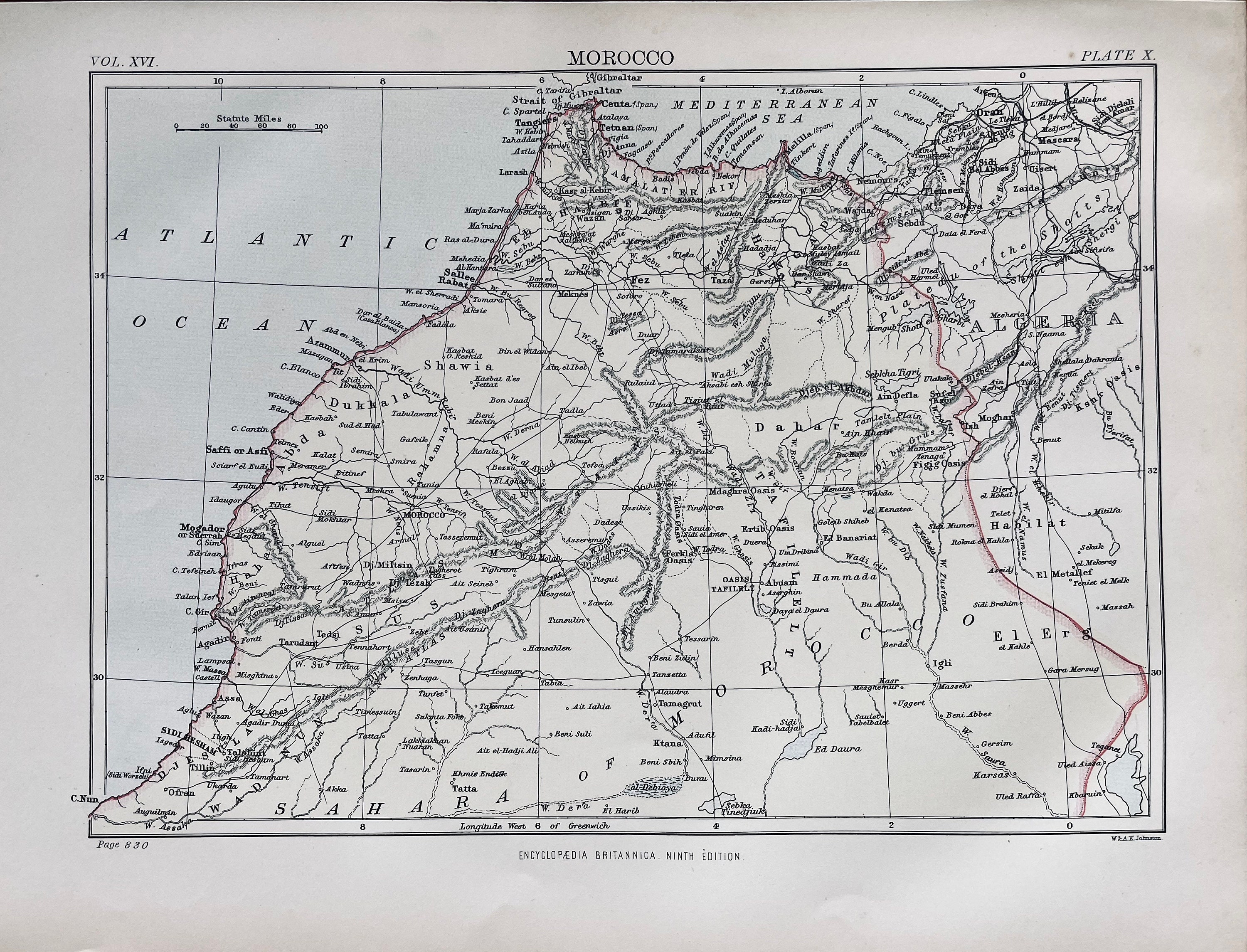 Morocco, Antique Original 1870's Map, Vintage Wall Map, Home Decor - Etsy