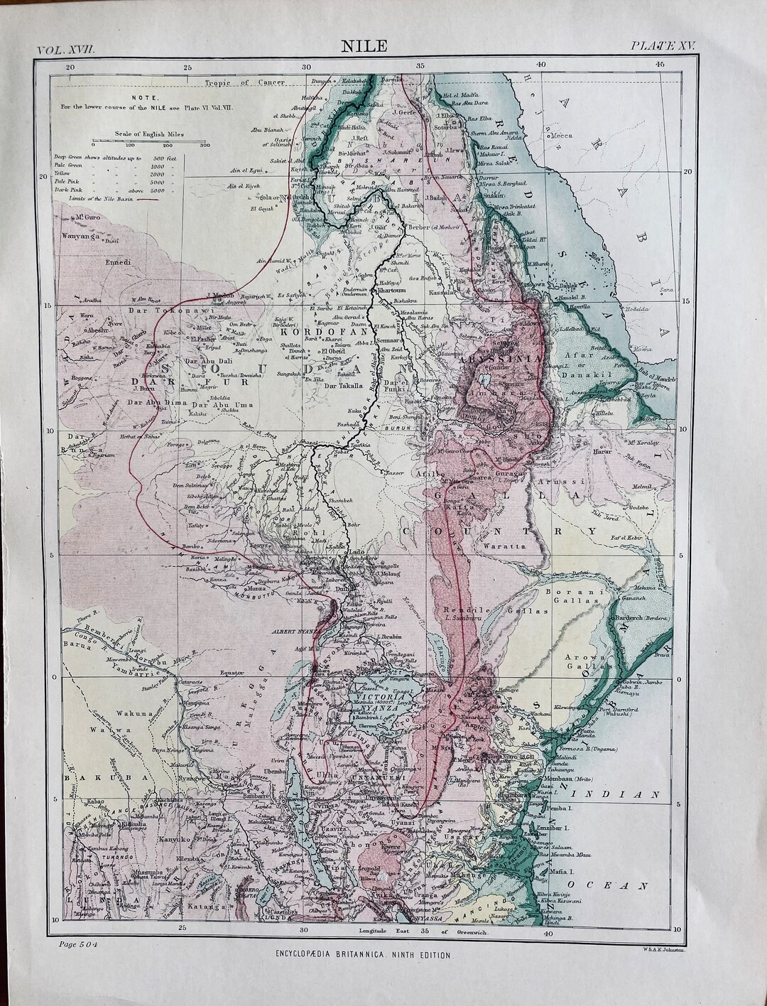 Nile, Original Antique 1870's Map, Vintage Wall Map, Home Decor. Atlas ...