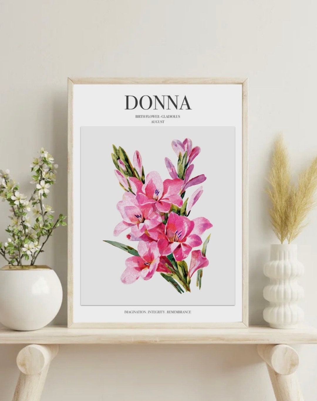 August Personalised Birthday Flower Poster, August Print, Gladiolus ...