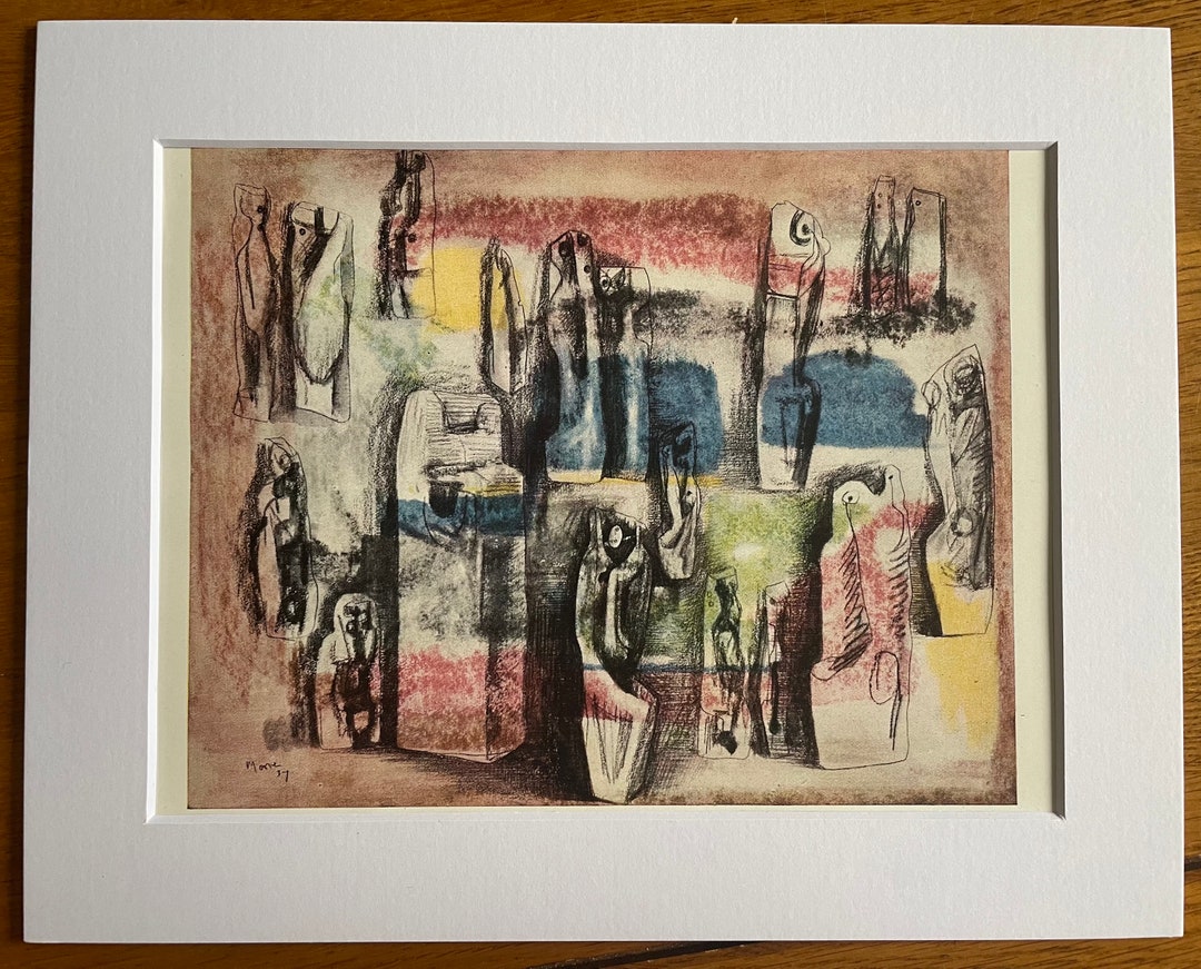 Henry Moore Vintage Print, Drawing for Stone Figures 1937, Large ...