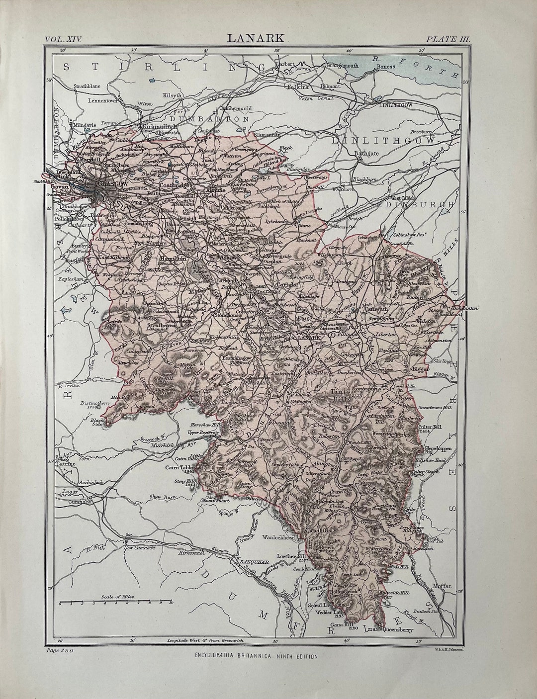 Lanark Antique Original 1870's Map, Vintage Wall Map, Home Decor - Etsy