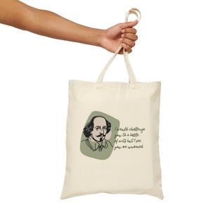 Shakespeare Quote, Cotton Canvas Tote Bag, Battle of Wits, Academia ...
