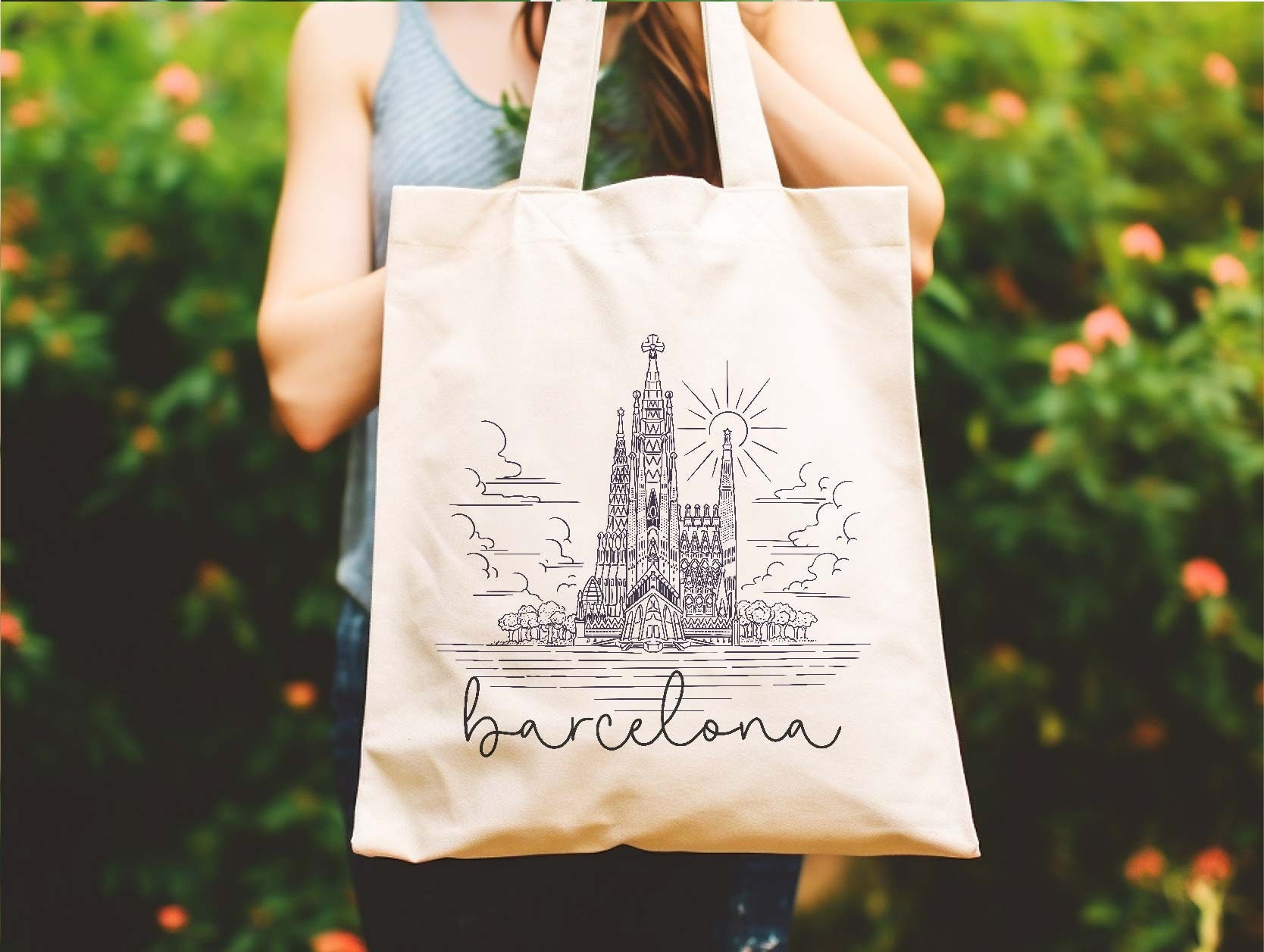 Barcelona Spain Tote Bag, European Destination Gift, Travel ...