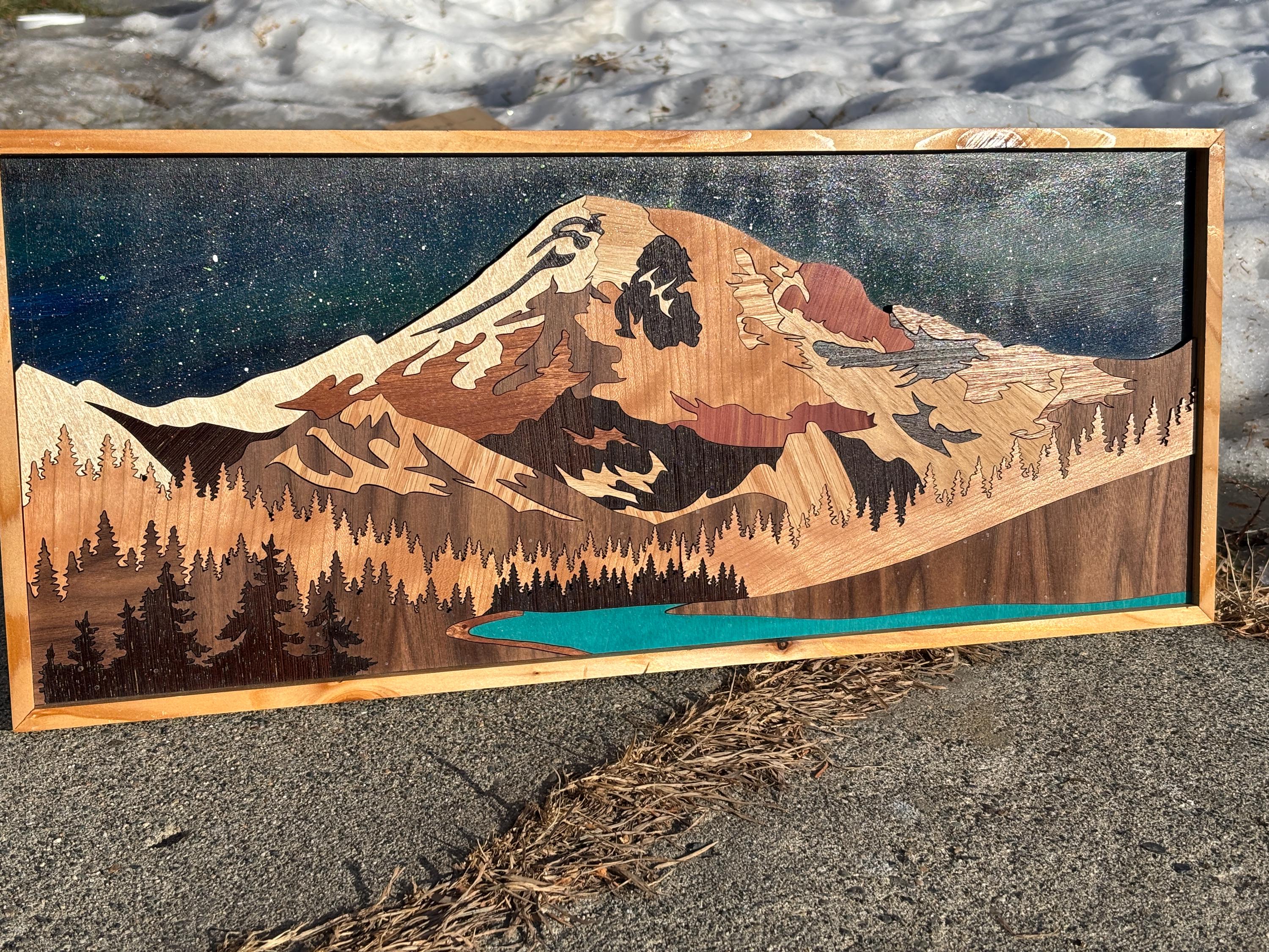 Mount Rainier Wood Art,intarsia, Quilt Style Mt Rainier Original Art ...