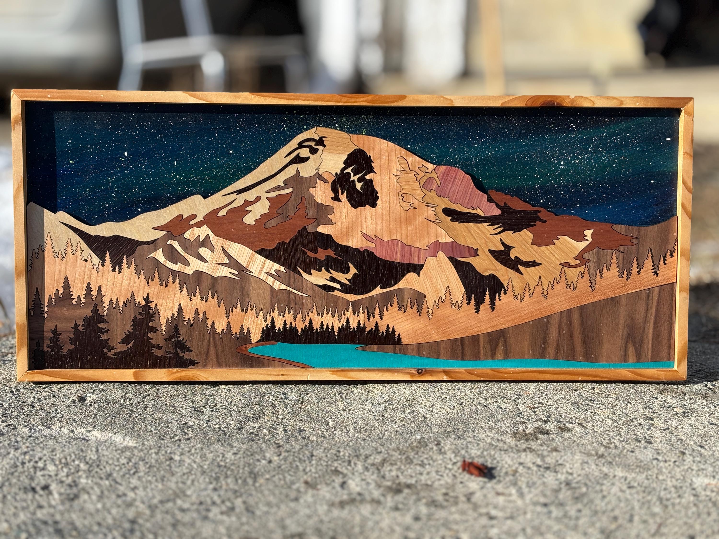 Mount Rainier Wood Art,intarsia, Quilt Style Mt Rainier Original Art ...