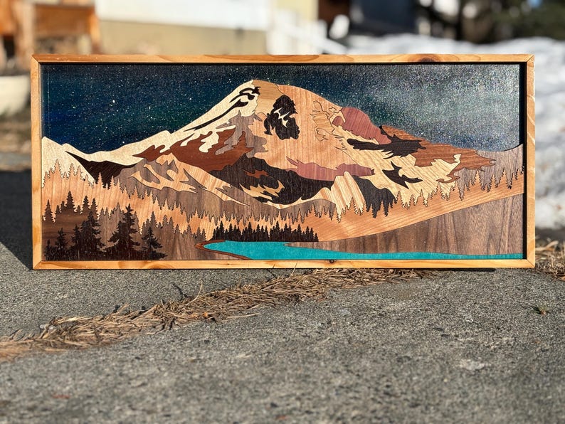 Mount Rainier Wood Art,intarsia, Quilt Style Mt Rainier Original Art ...