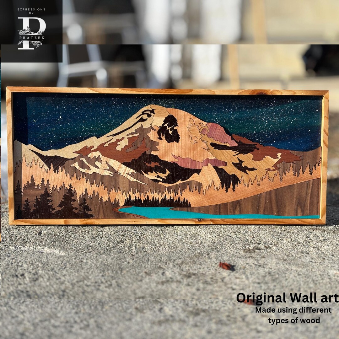 Mount Rainier Wood Art,intarsia, Quilt Style Mt Rainier Original Art ...
