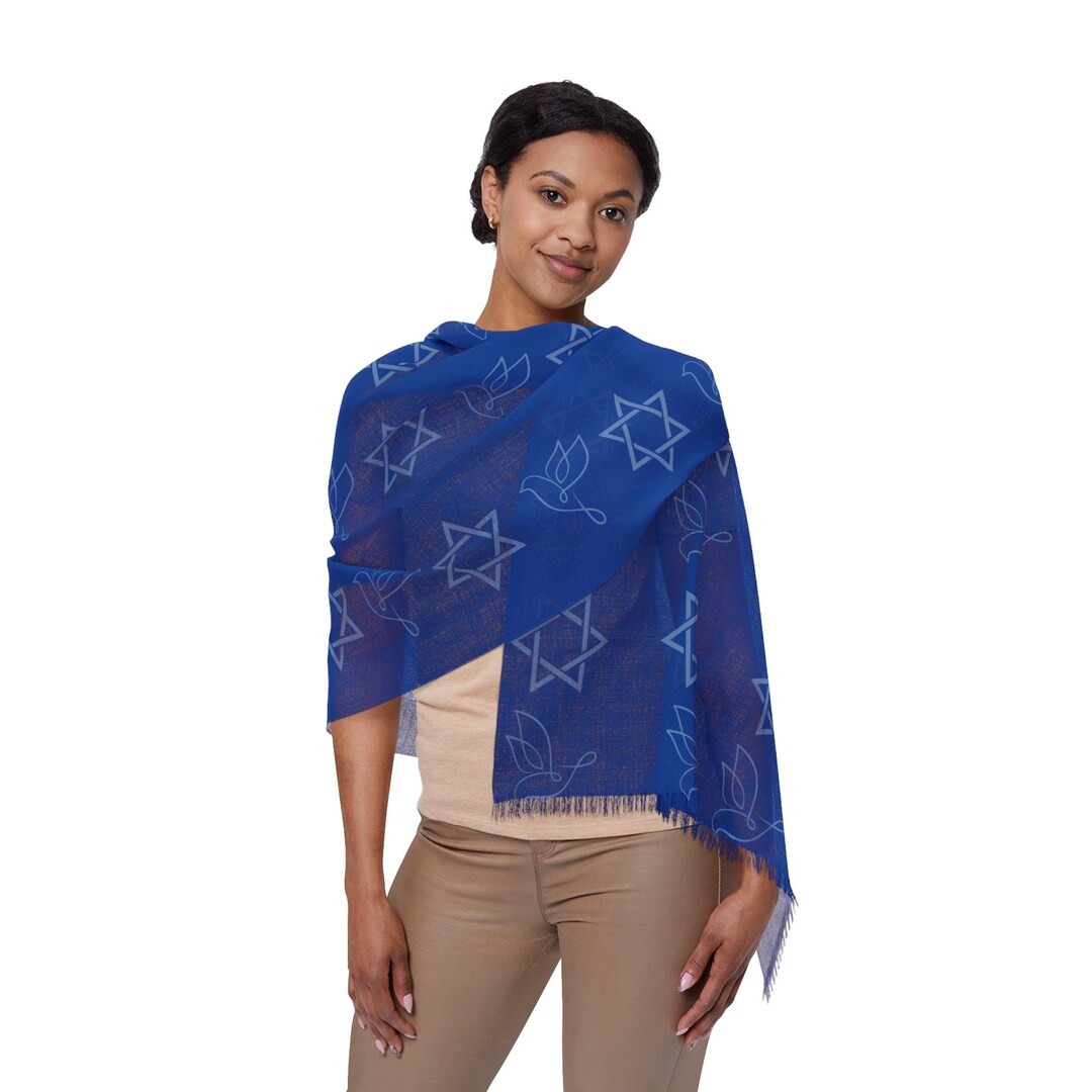 Star of David Scarf, Jewish Festival of Lights, Polyester Winter Shawl ...