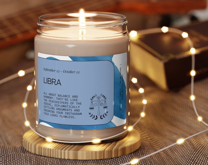 Libra Birthday Zodiac Astrology Star Sign Candle, Gifts, Tin, Coconut ...