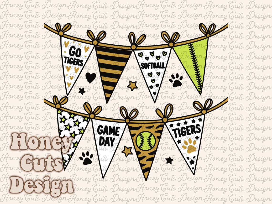 Tigers Softball Pennant Banner PNG, Game Day Softball Pennant Design ...