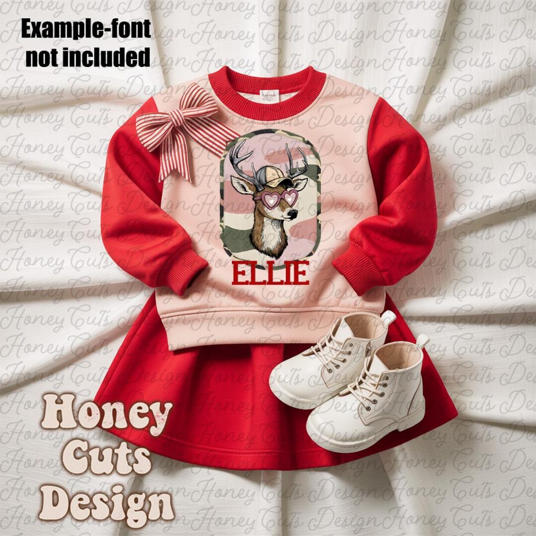 Camo Deer Valentine PNG | Girly Deer With Heart Glasses | Valentine ...