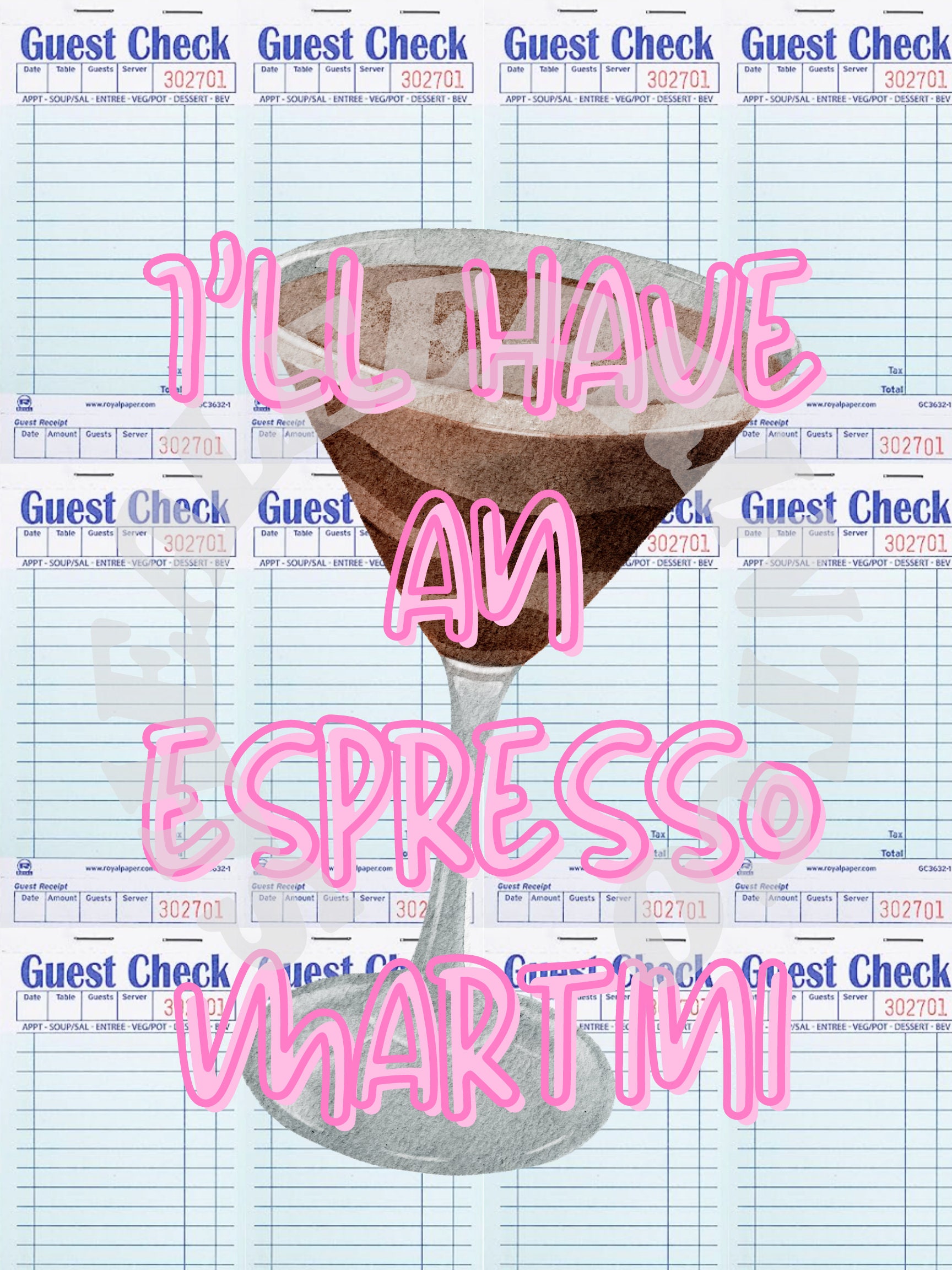 Guest Check Espresso Martini Digital Print - Etsy