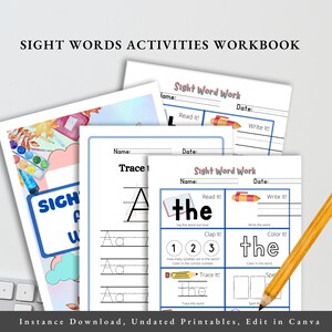 Sight Word Activity Workbook for Kids, Learn to Read, Educational ...