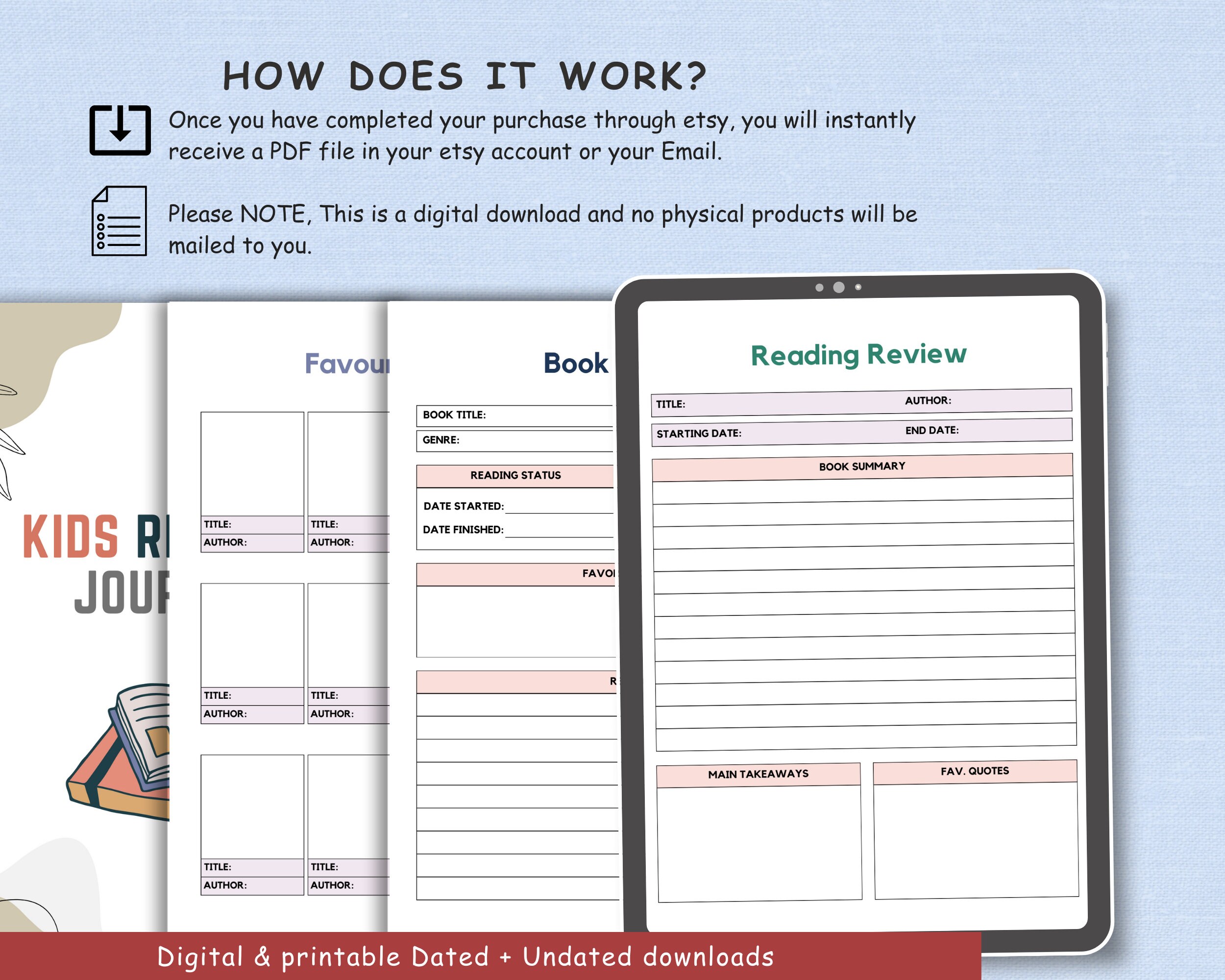 Kids Book Tracker, Kids Reading Journal Printable, Kids Book Shelves ...