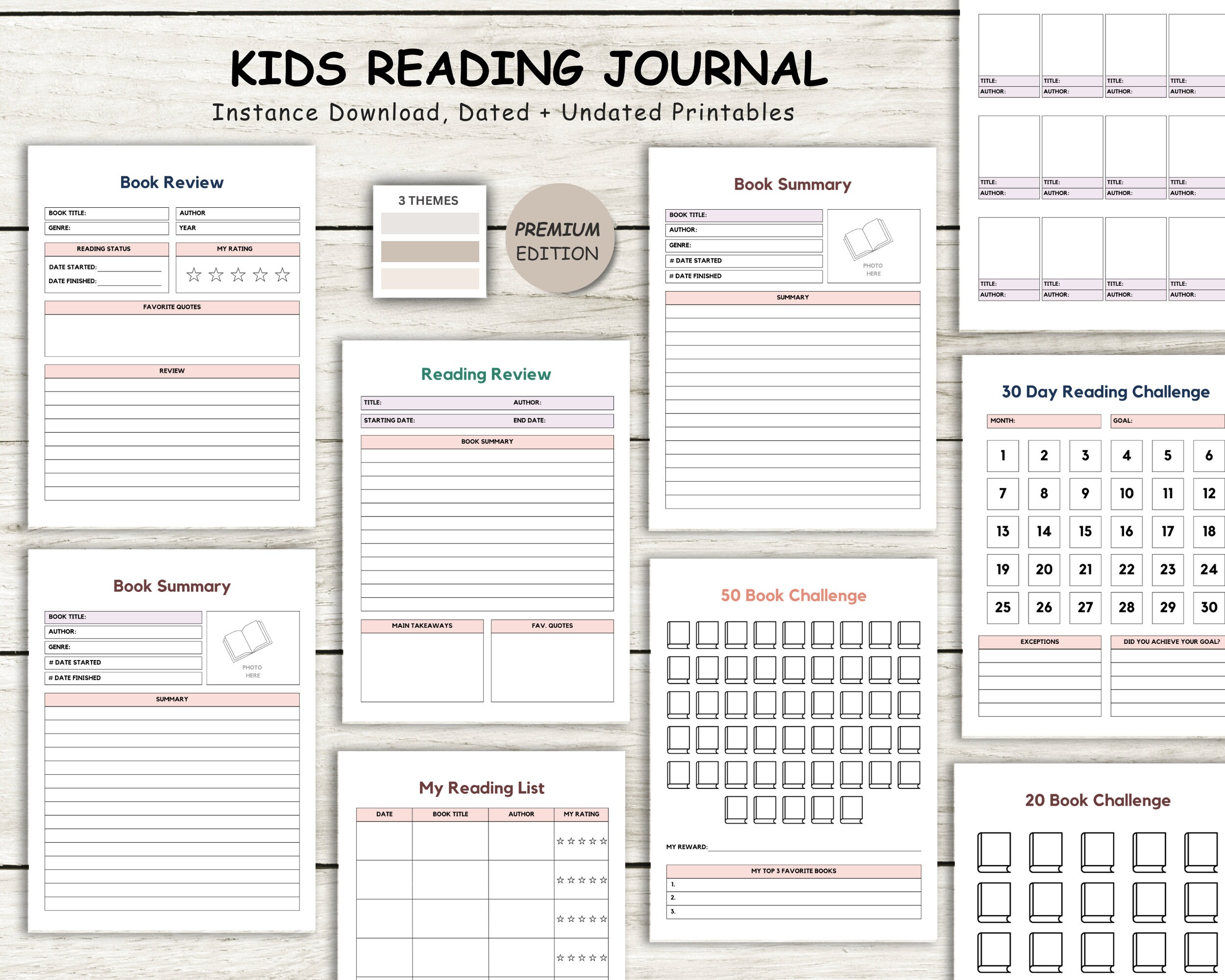 Kids Book Tracker, Kids Reading Journal Printable, Kids Book Shelves ...