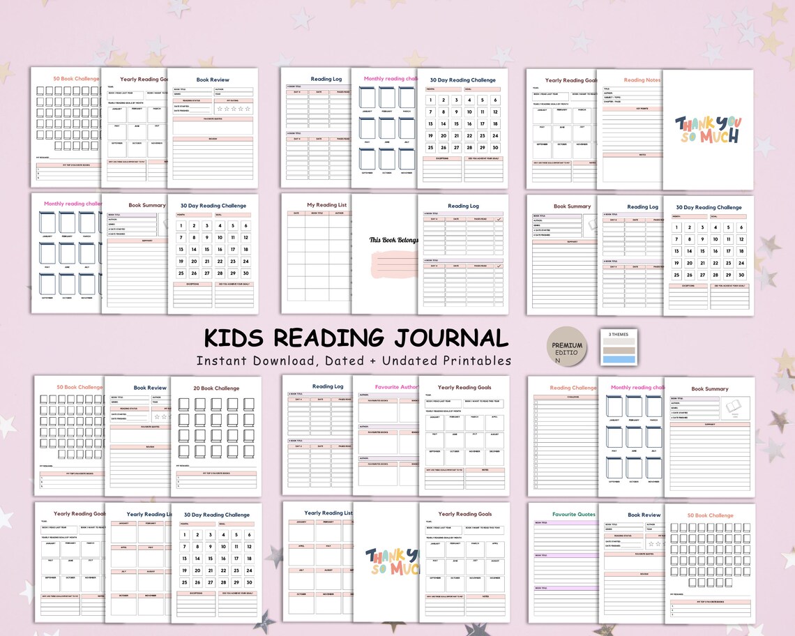 Kids Book Tracker, Kids Reading Journal Printable, Kids Book Shelves ...