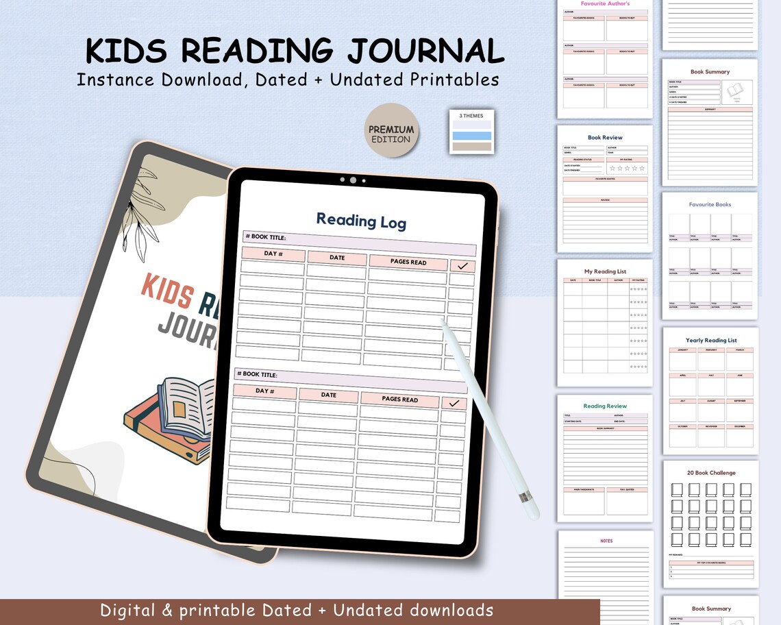 Kids Book Tracker, Kids Reading Journal Printable, Kids Book Shelves ...