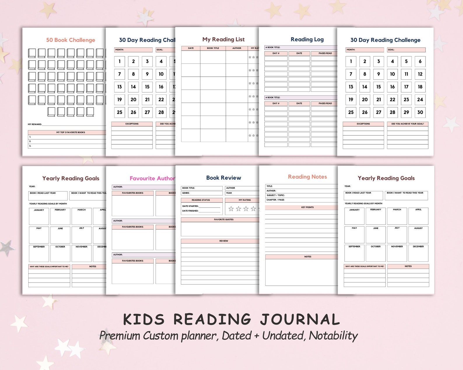 Kids Book Tracker, Kids Reading Journal Printable, Kids Book Shelves ...
