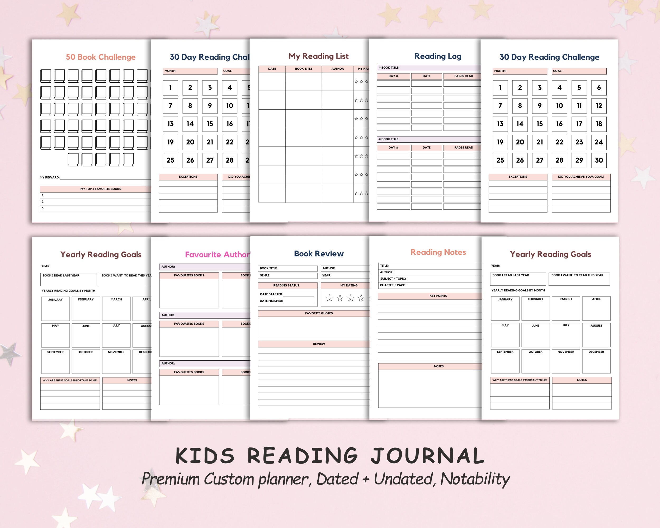 Kids Book Tracker, Kids Reading Journal Printable, Kids Book Shelves ...
