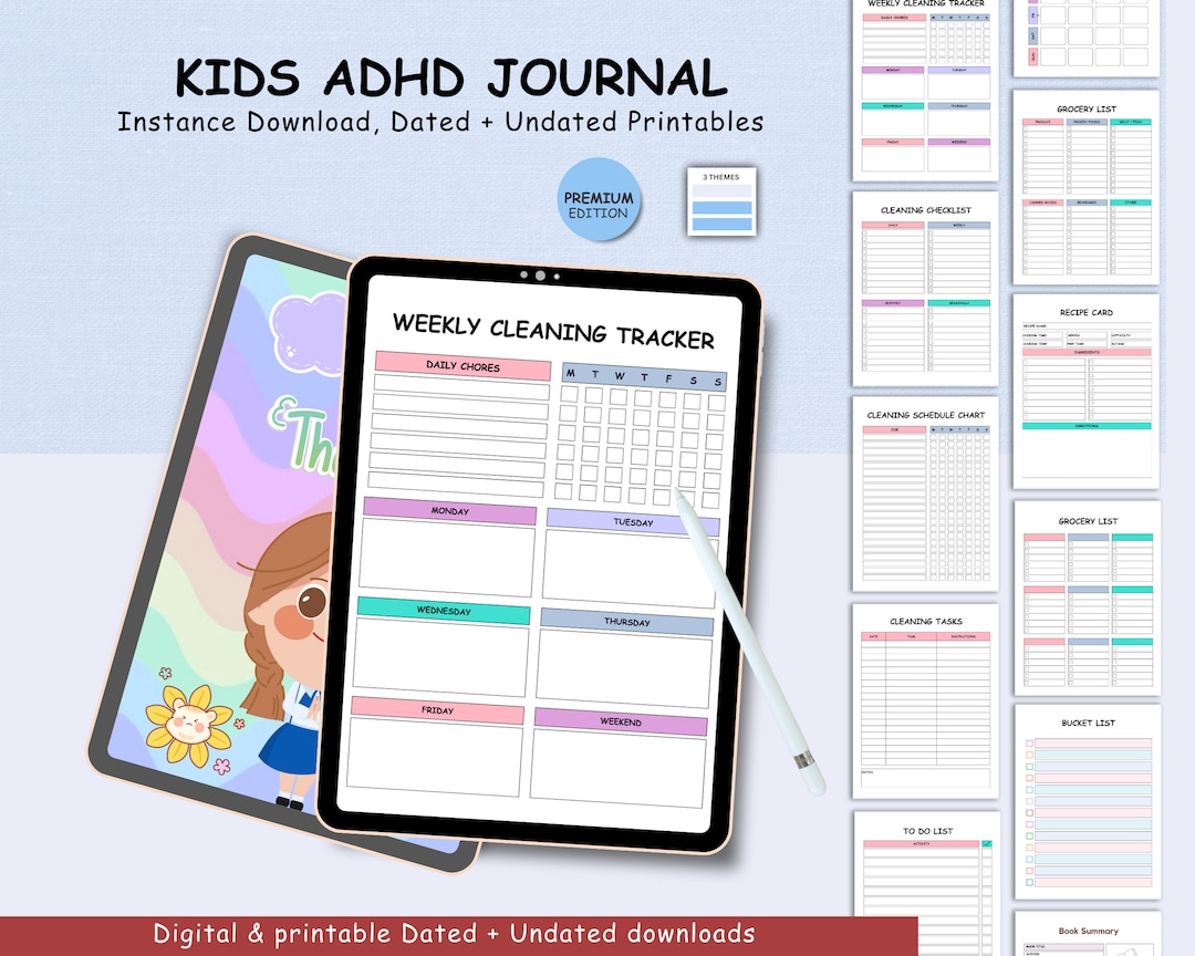 ADHD Planner for Kids, Printable Kids School Planner, Children Journal ...