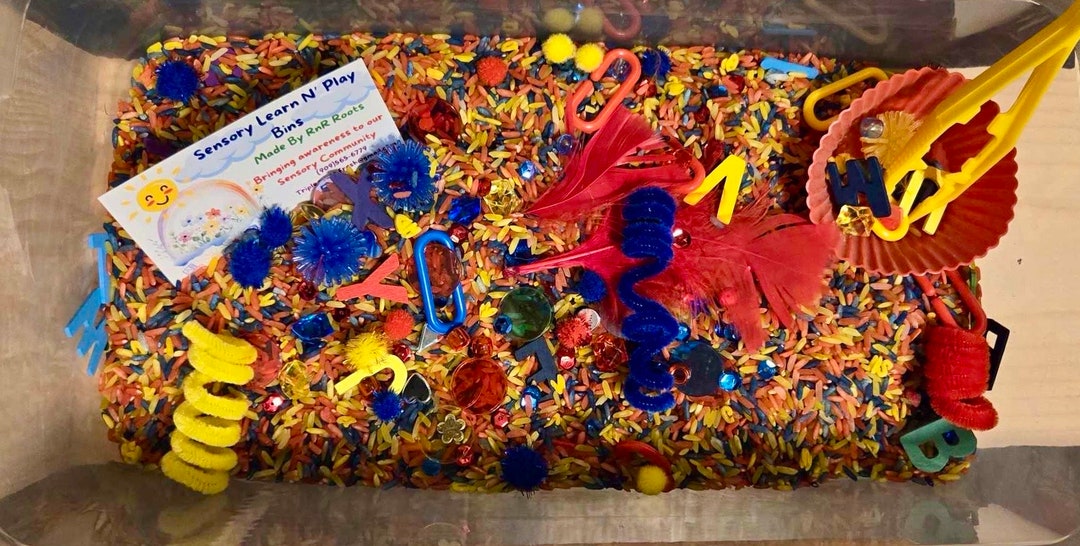 ABC Sensory Bin, Sensory Play, Montessori School, Sensory Bin, Colored ...