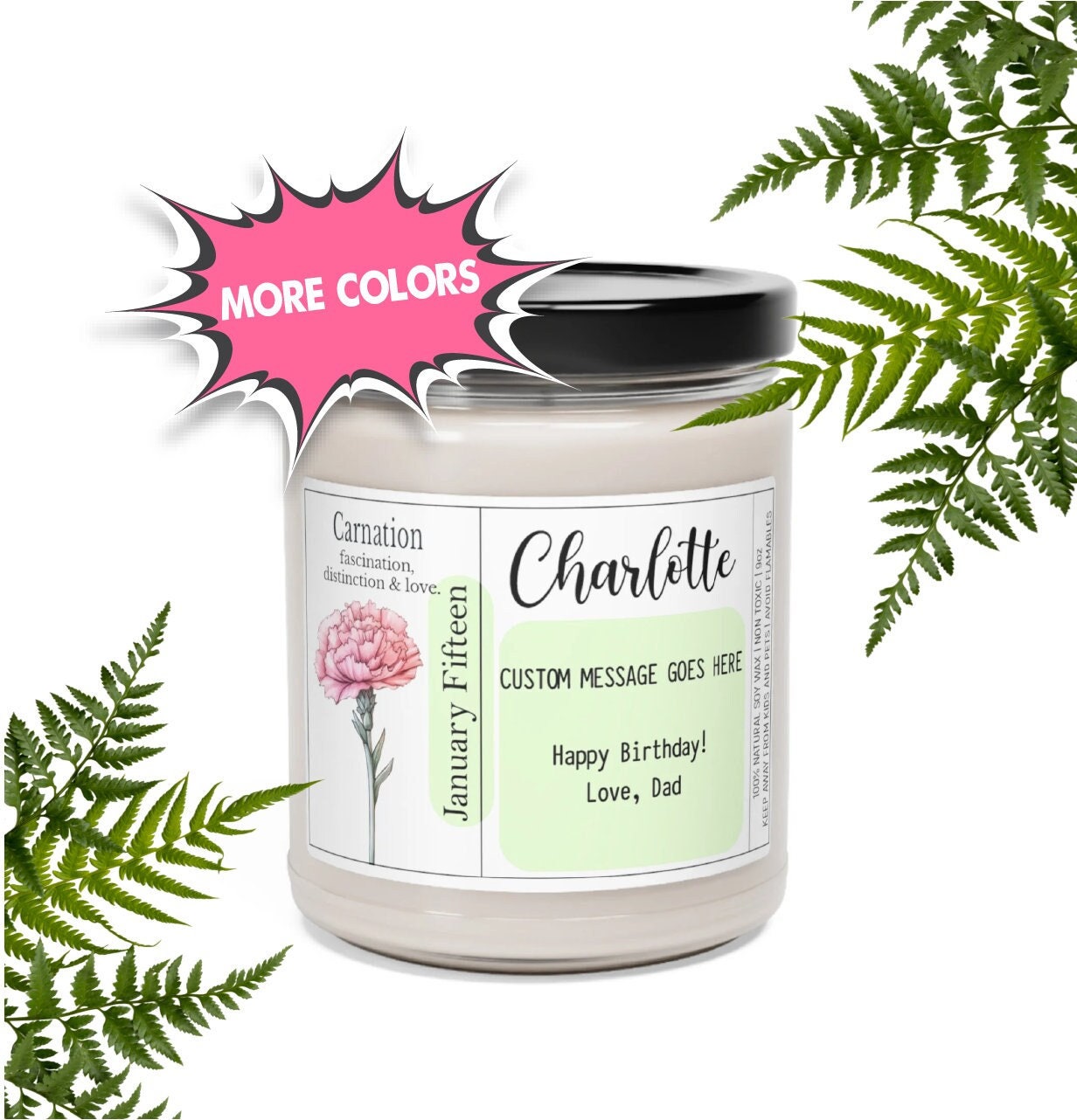 Birth Month Flower Candle Birthdate Candle Personalized Candle ...