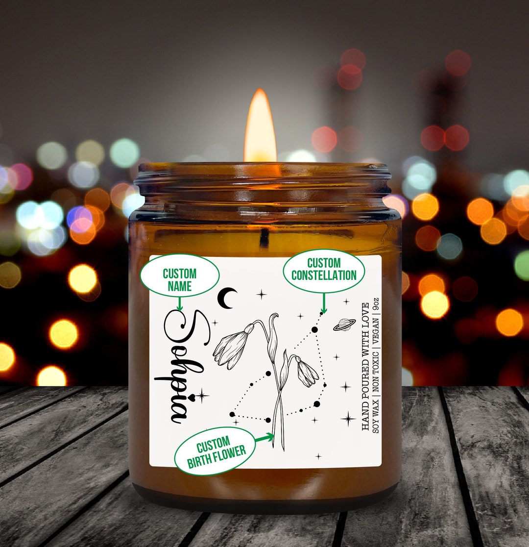 Custom Birth Flower Gift Candle, Personalized Birthday Gift for Friend ...