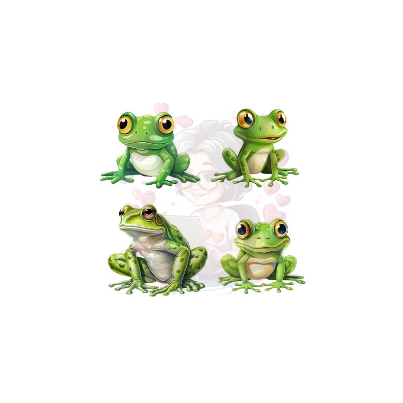 Cute Frog Digital Clipart, Mega PNG Bundle, Digital Crafts, Little ...