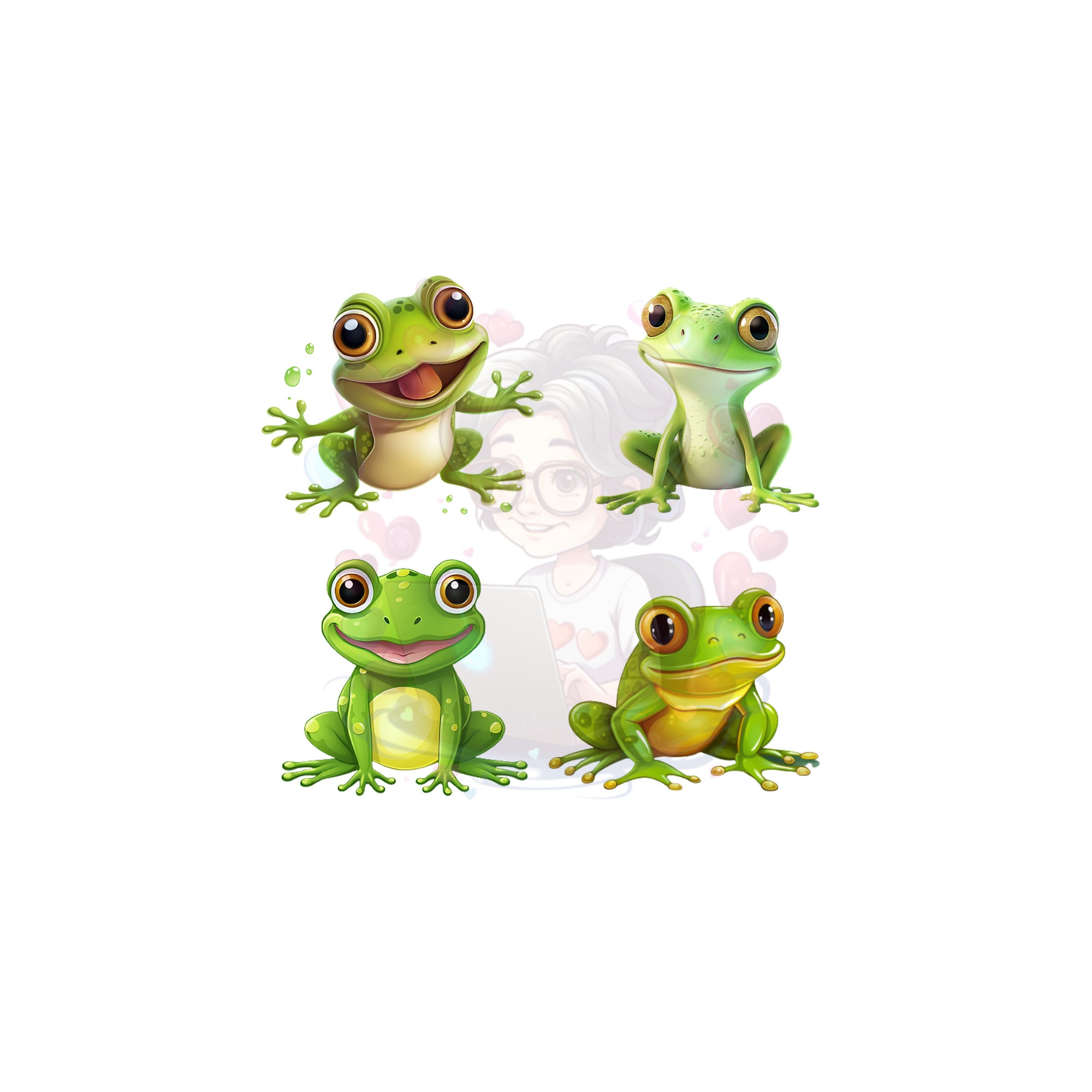 Cute Frog Digital Clipart, Mega PNG Bundle, Digital Crafts, Little ...