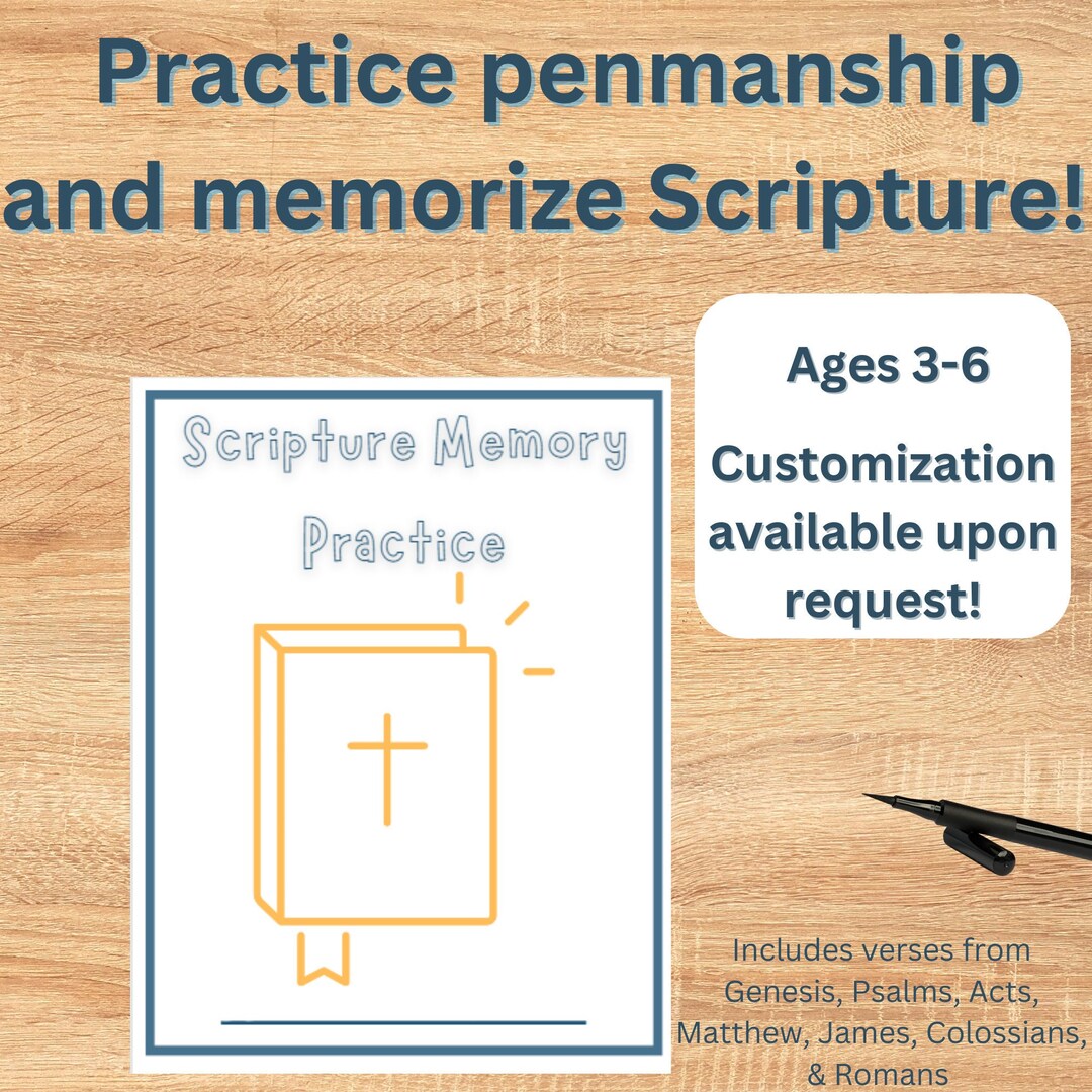 Scripture Memory Practice Booklet for Kids. Sunday School, Home School ...