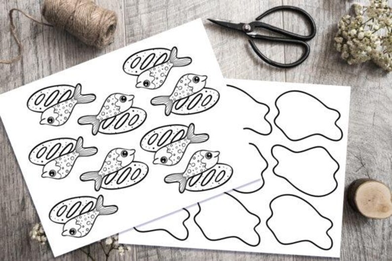 Fish & Bread Kids Coloring Page Bookmark - Etsy
