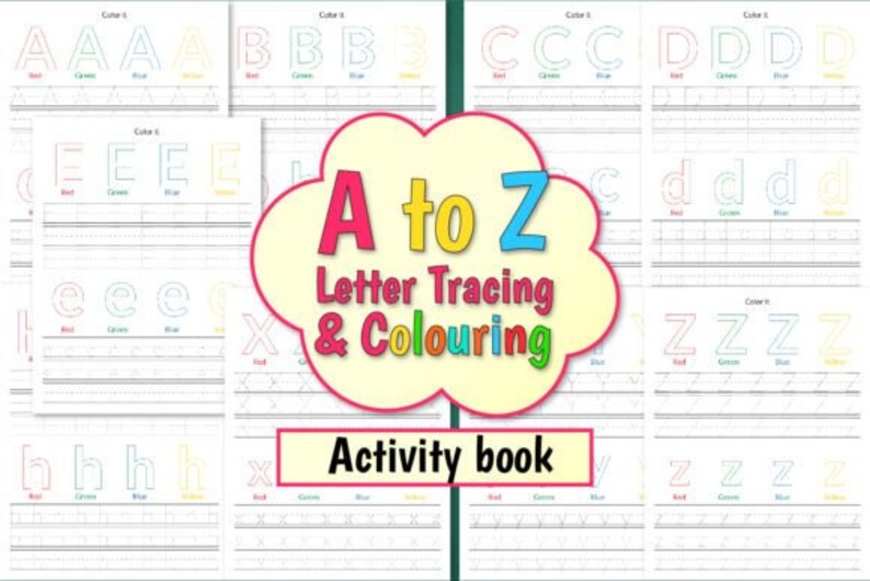 A to Z Letter Tracing and Colouring Book - Etsy