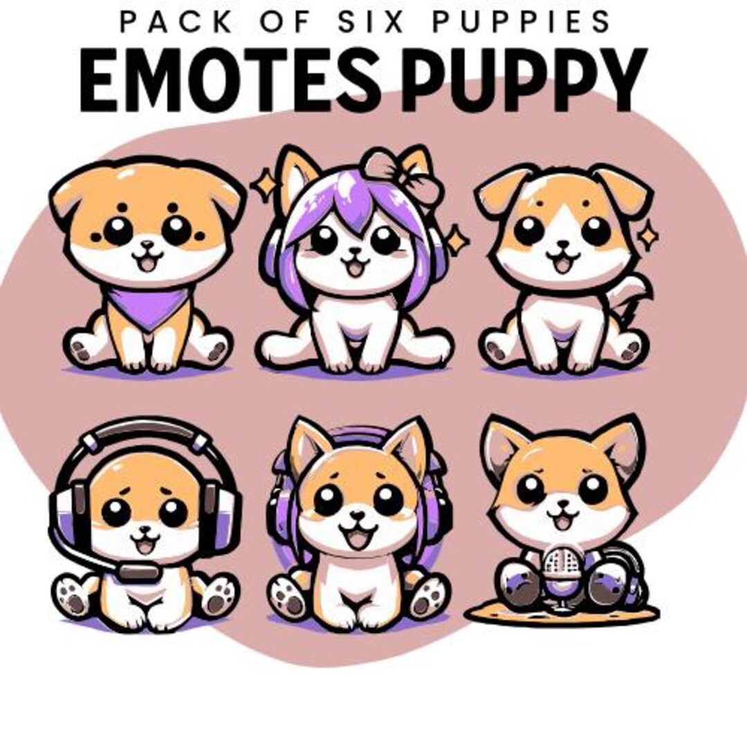 6 Puppy Emotes Cute Simple Twitch Youtube Facebook Kick Discord ...