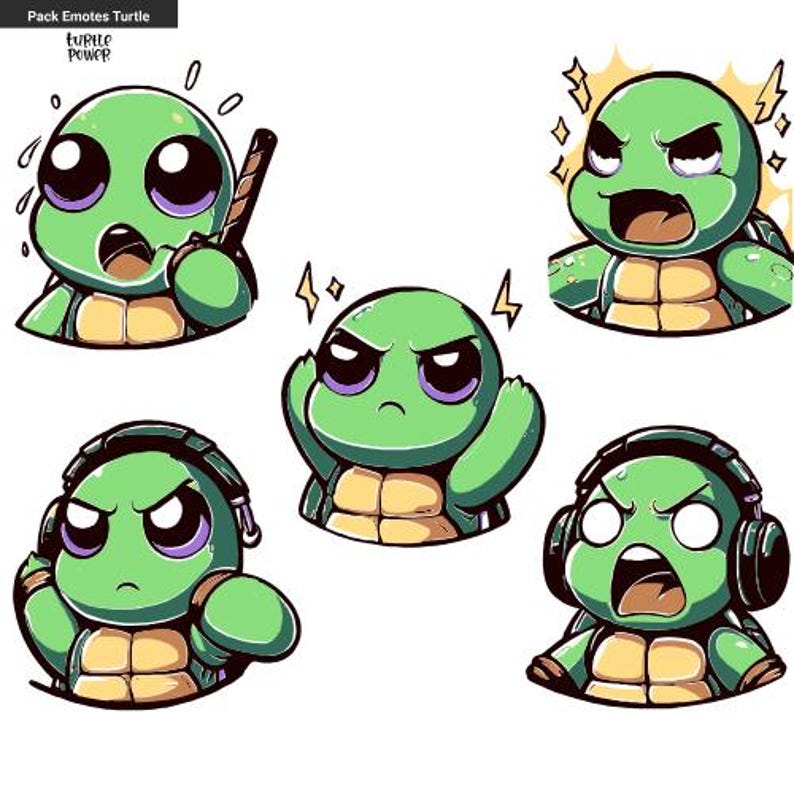 10 Turtle Emotes Twitch Youtube Facebook Kick Esports Discord Streamer ...