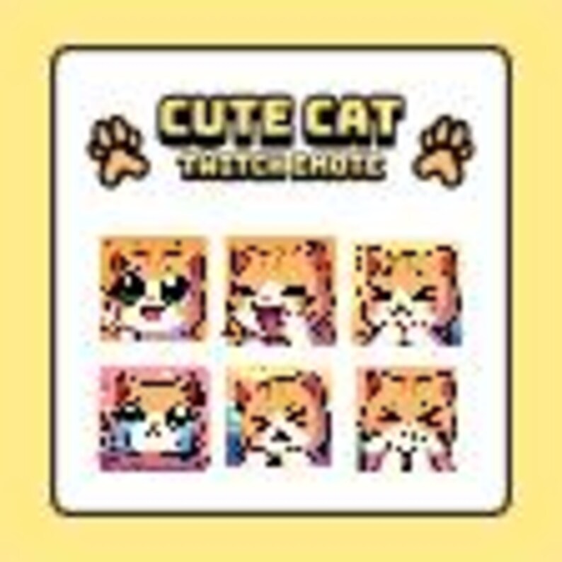 Cute Cat Emotes Twitch Youtube Facebook Kick Discord Streamer Pack ...