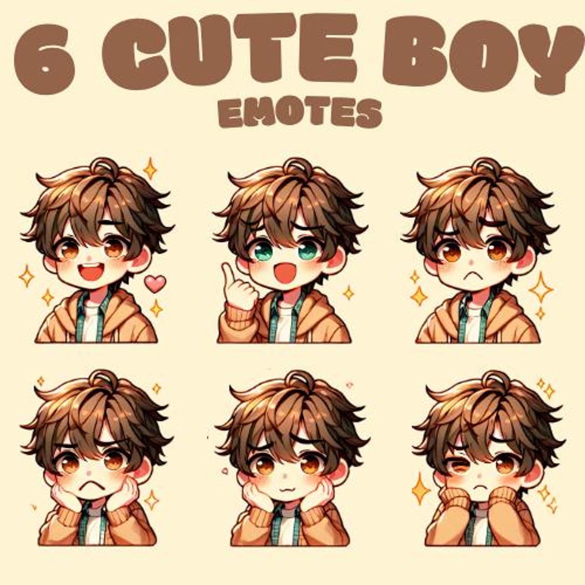 Anime Boy Emote Streamer Package Twitch Youtube Facebook Kick Discord ...
